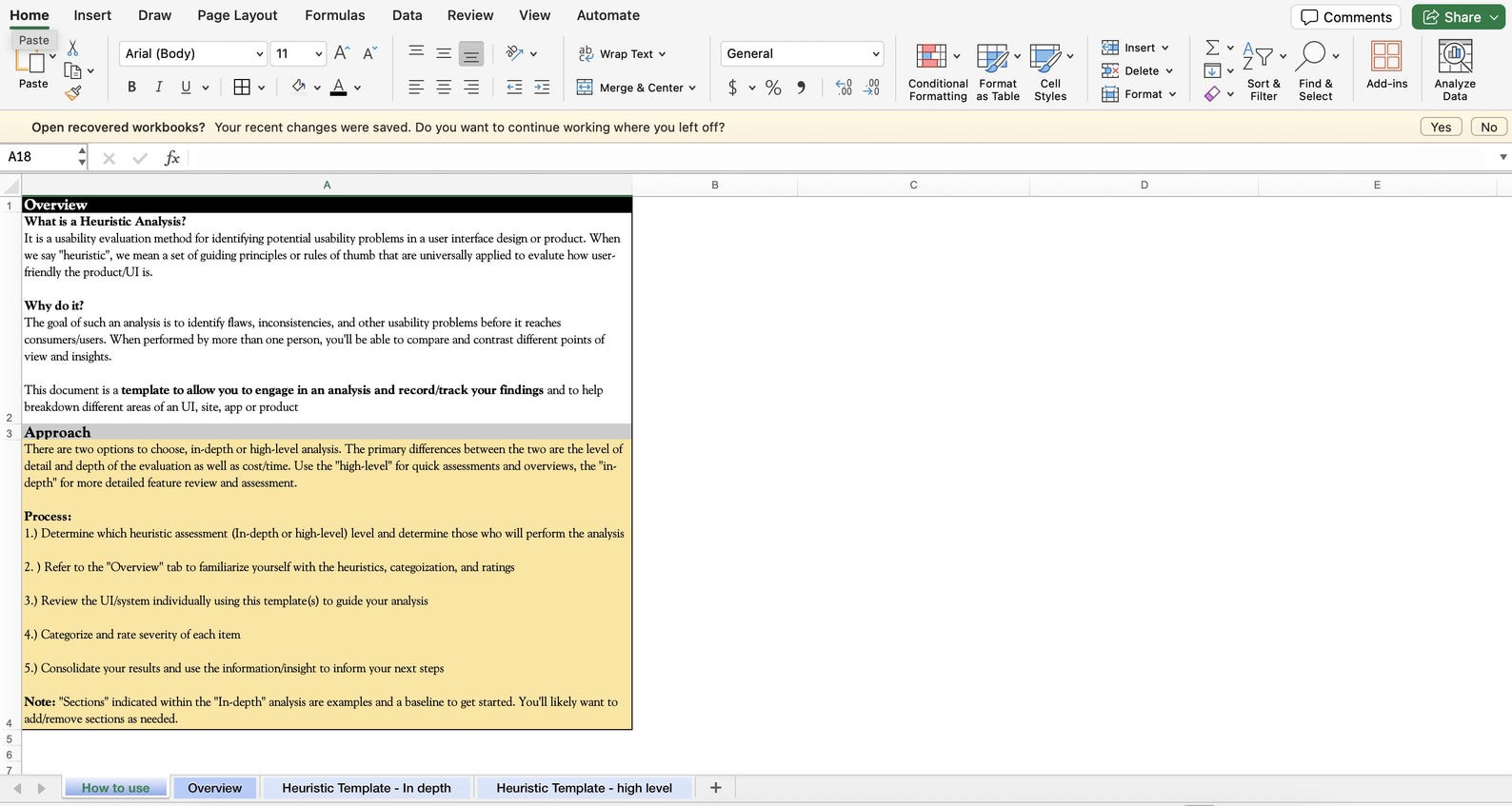 Heuristic UI Analysis Template, Usability Evaluation for UI, Product ...