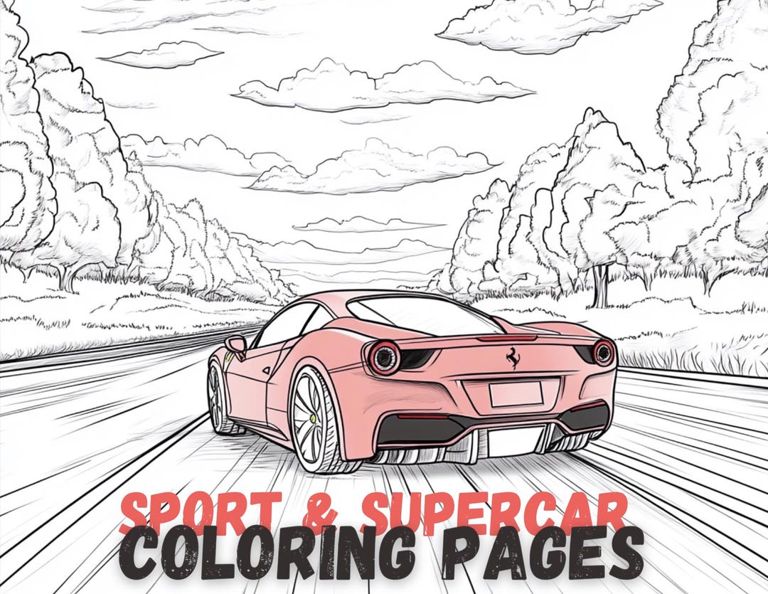 Sport & Supercar Coloring Pages - Etsy
