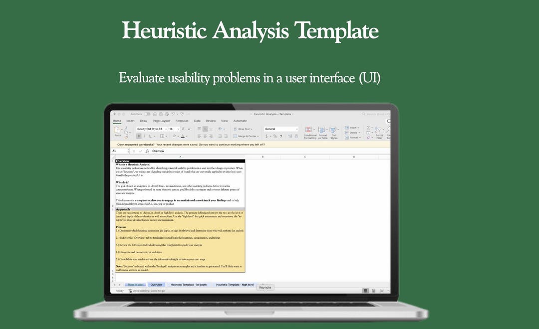 Heuristic UI Analysis Template, Usability Evaluation for UI, Product ...