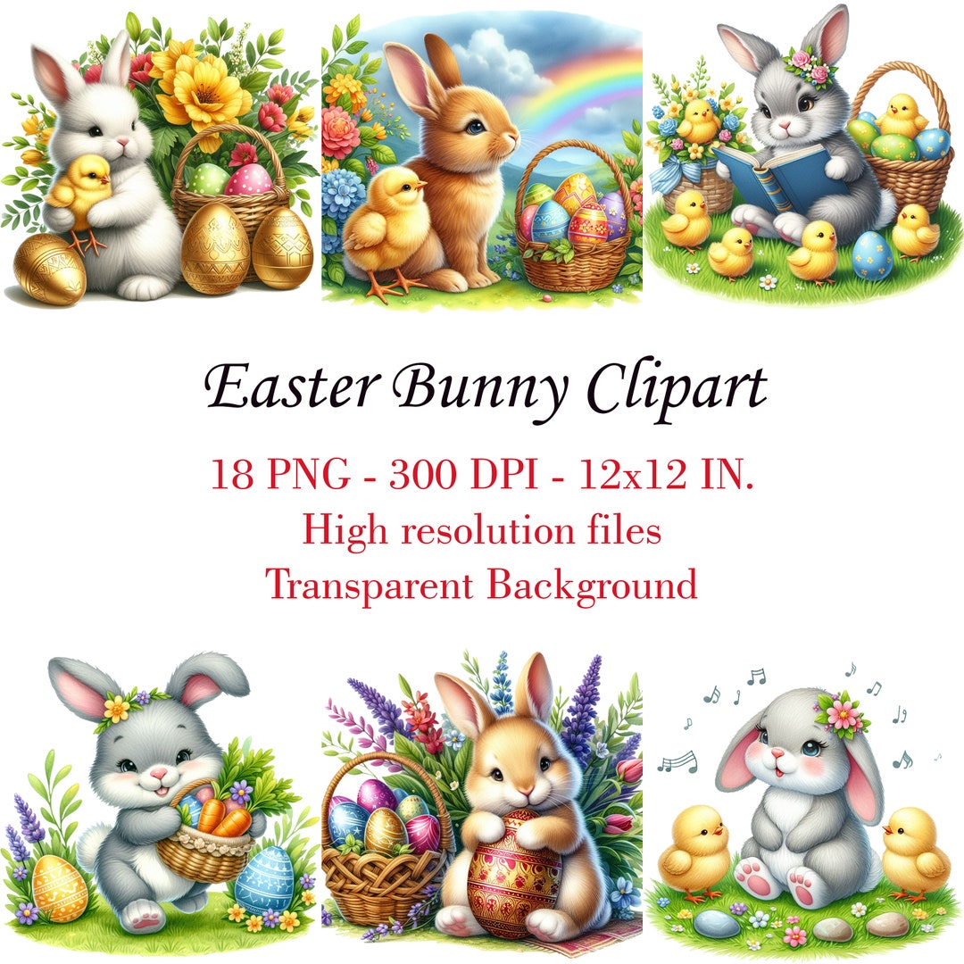 Easter Bunny Clipart, 18 PNG Bunny Clipart, Cute Bunny, Easter Clipart ...