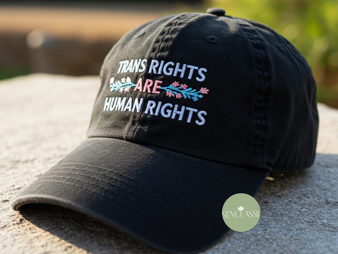 Trans Rights Are Human Rights Embroidered Baseball Hat, Boho Floral ...