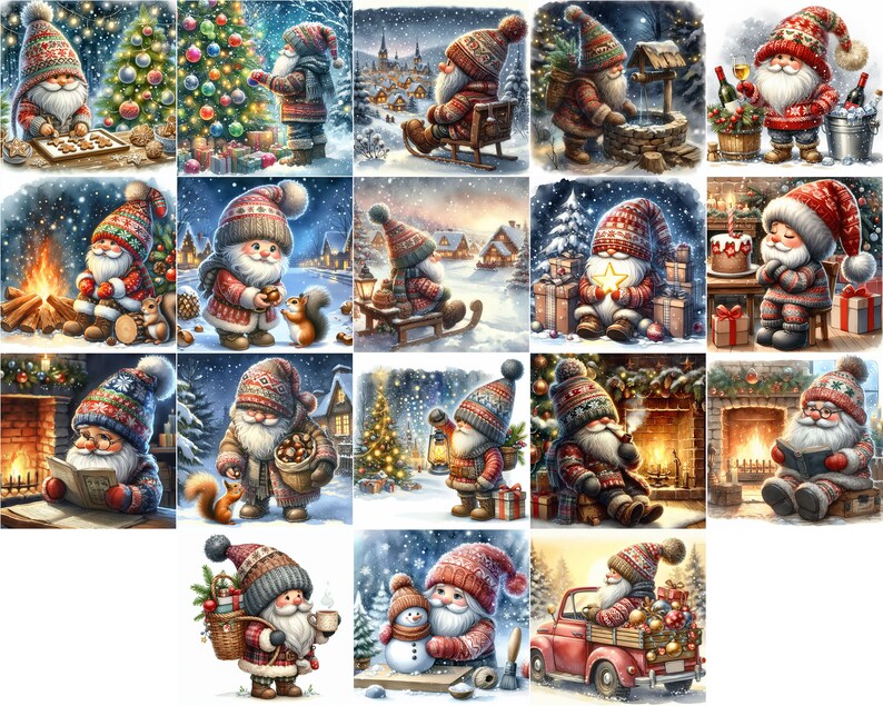Gnomes Watercolor Clipart, 18 PNG Gnomes Clipart, Cute Gnomes ...