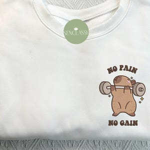 Capybara Workout Embroidered Sweatshirt, Gym Bro Capybara, Lifting T ...