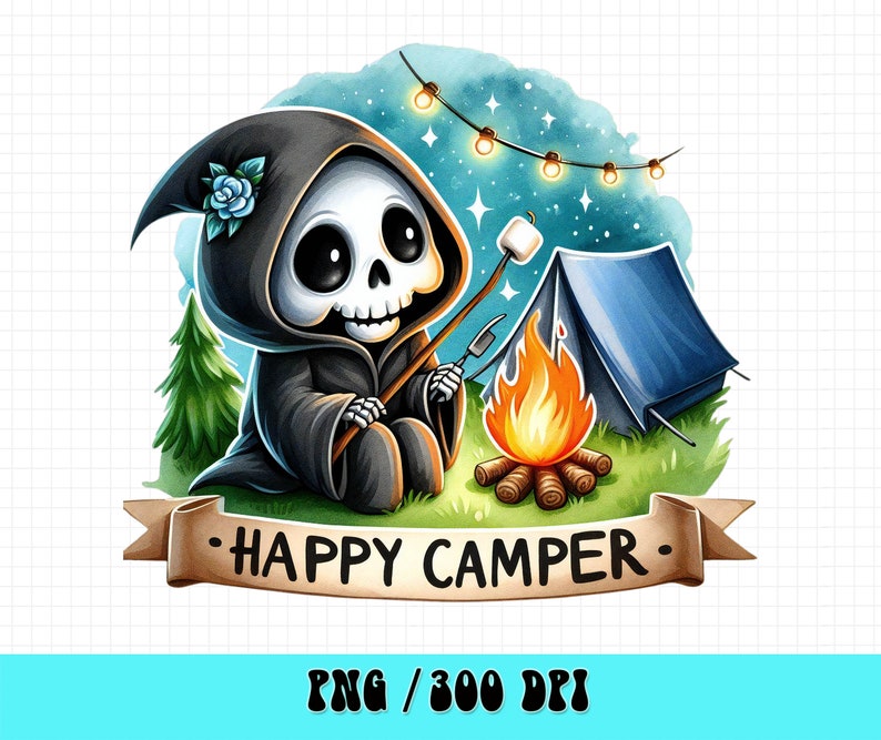 Happy Camper Png,funny Grim Reaper Png,camping Png,funny Tshirt Design ...
