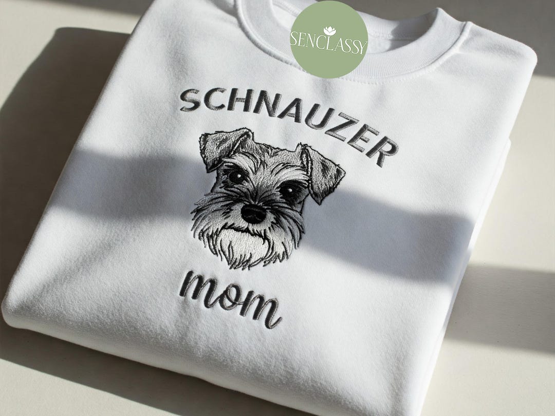 Schnauzer Mom Embroidered Sweatshirt, Custom Dog Name Crewneck ...