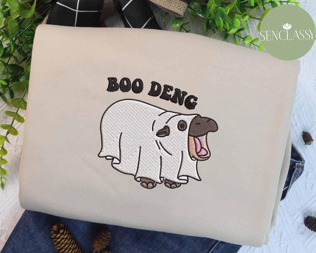 Cute Baby Hippo Moo Deng Bouncy Pig in Thai Hippopotamus Embroidered ...