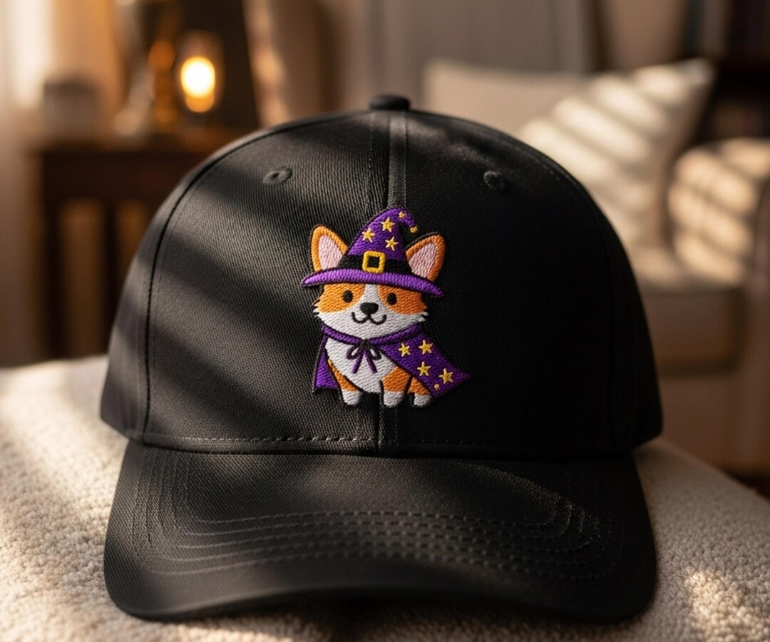 Spooky Corgi Witch Embroidered Cap, Funny Halloween Dog Lover Hat ...
