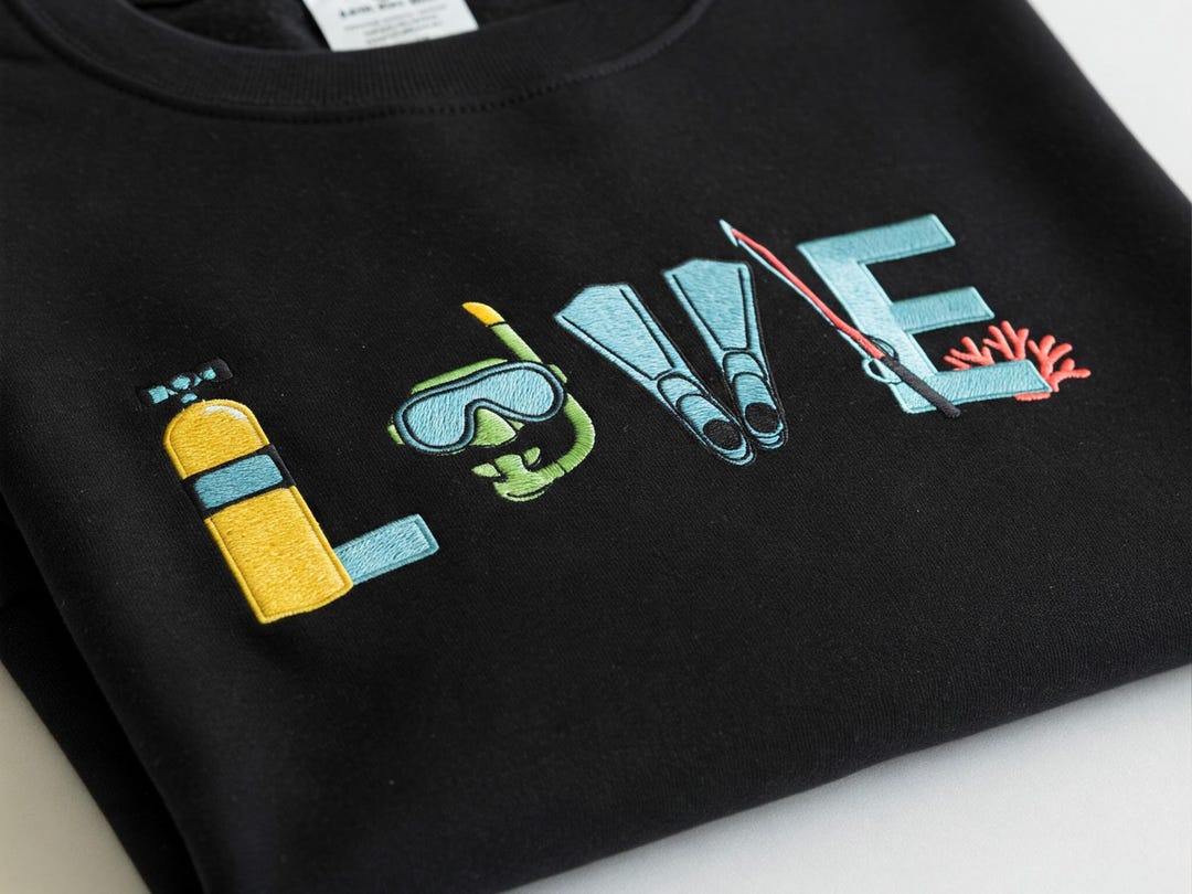 Embroidered Scuba Diving Shirt, Ocean Explorer Tee, Deep Sea Diver Gift, Underwater Embroidery ...