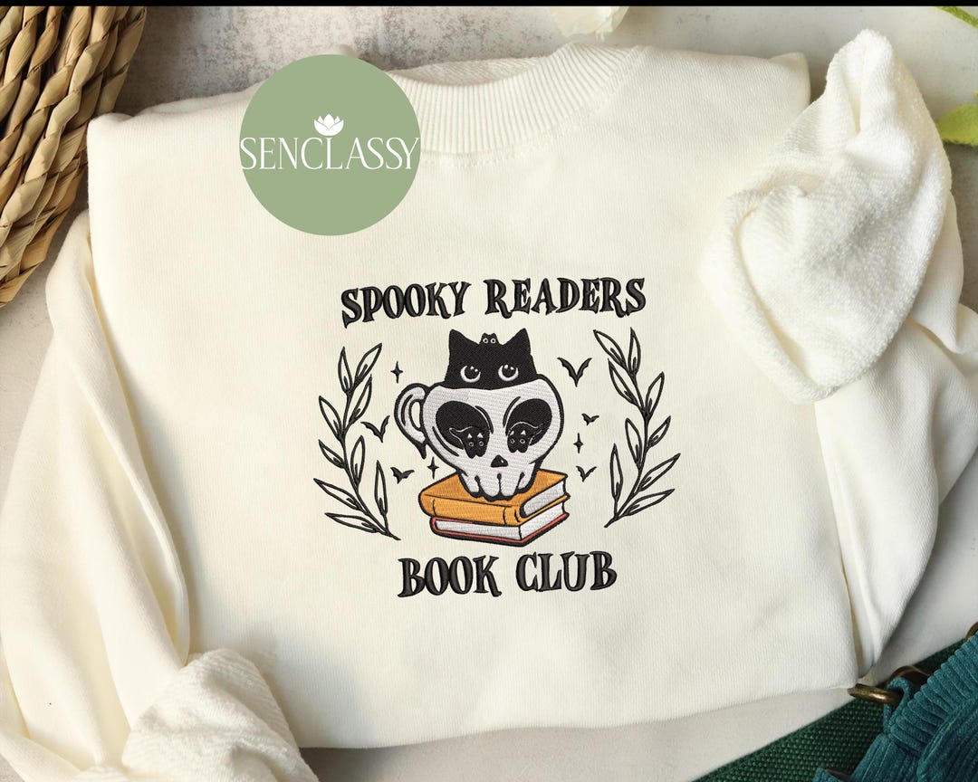 Embroidered Spooky Readers Book Club Sweatshirt,halloween Book Lovers ...