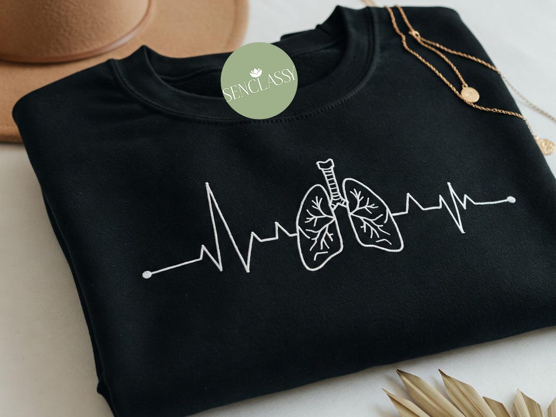 Heartbeat Lungs Embroidered Shirt, Respiratory Therapist Gift ...