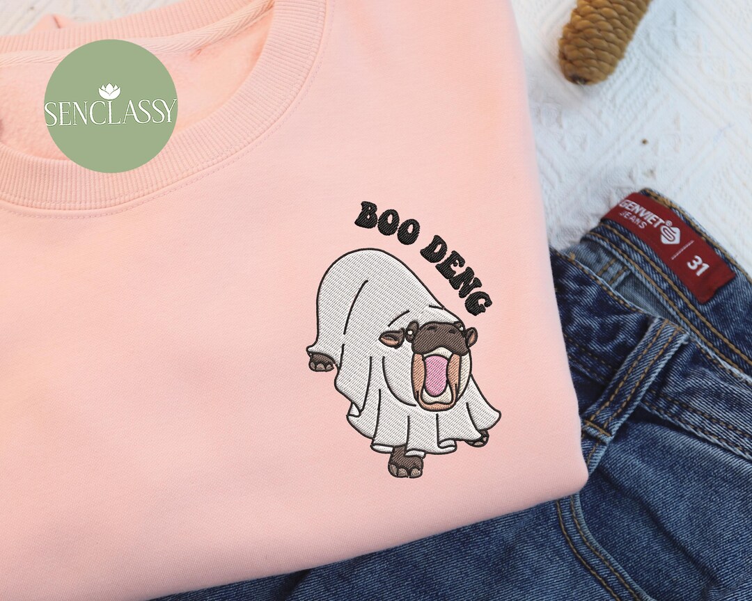 Cute Baby Hippo Moo Deng Bouncy Pig in Thai Hippopotamus Embroidered ...