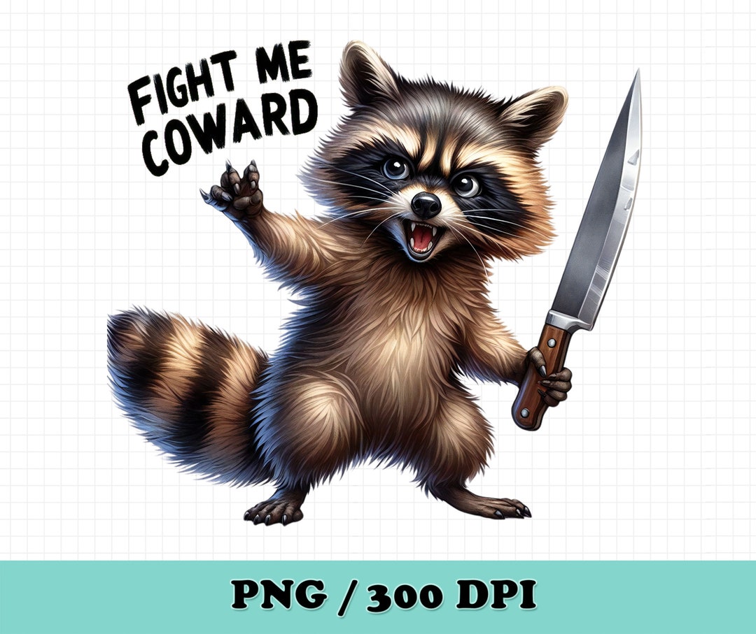 Fight Me Coward Png,raccoon With Knife,raccoon Lover Clipart,cute ...