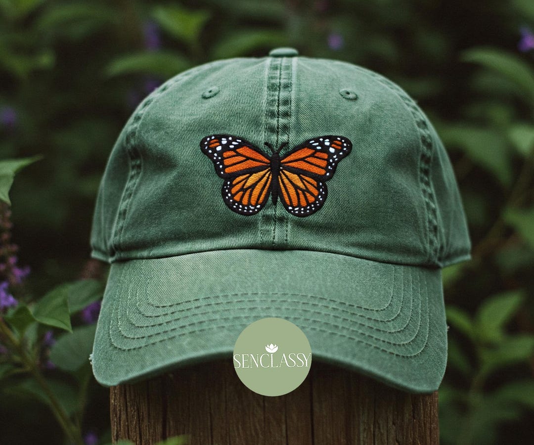 Orange Monarch Butterfly Embroidered Hat for Mom - Etsy