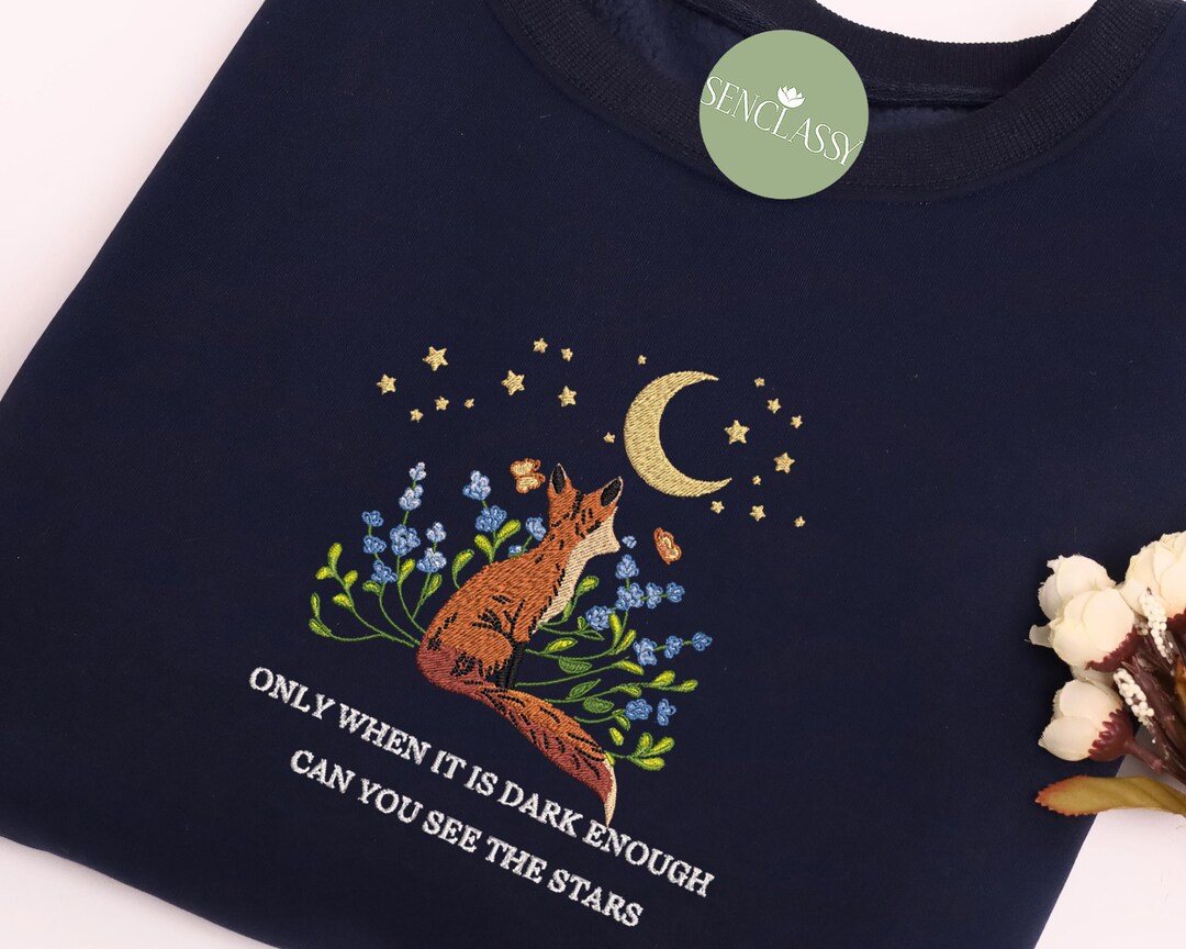 Only When It is Dark Enough Can You See the Stars Fox Moon Embroidered ...