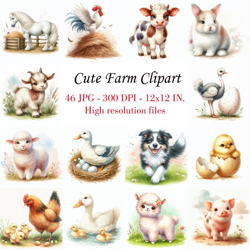 Farm Animal Clipart - Etsy