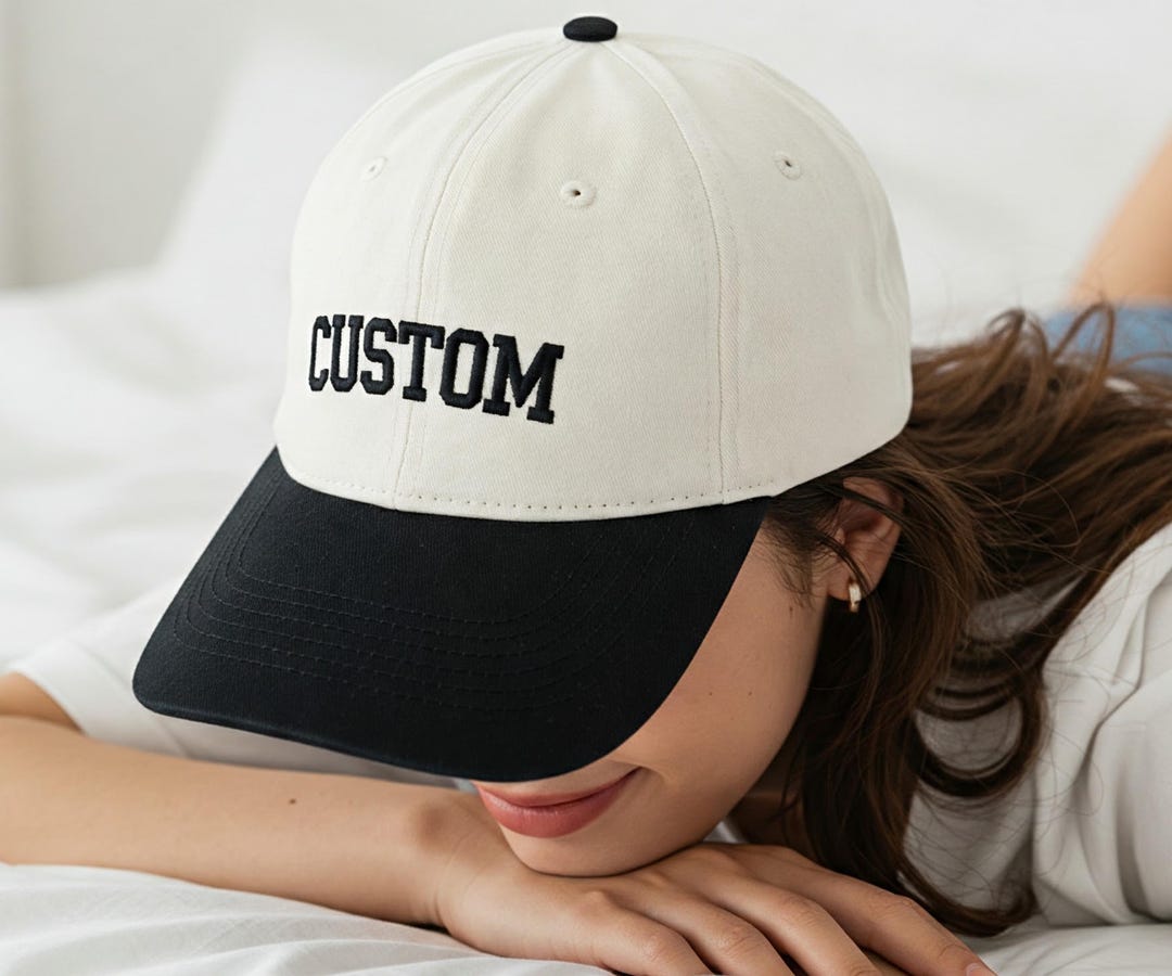 Custom Embroidered Snapback Two Tone Cream Hat, Personalized Trucker ...