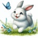 Bunny and Butterfly Clipart Bundle, Spring Designs, Watercolor Bunny ...