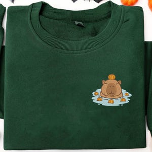 Capybara Halloween Embroidered Sweatshirt, Capybara With Pumpkin ...