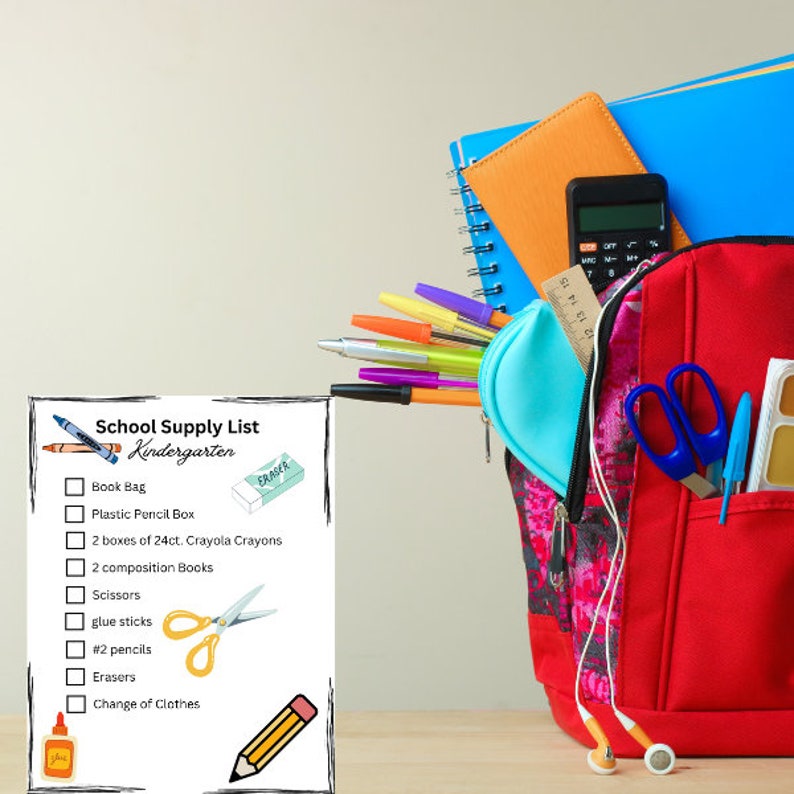 Editable Kindergarten School Supply List: Back to School Planner (canva ...