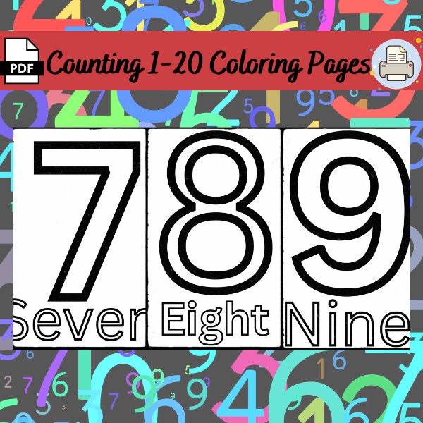 Number Coloring Pages: Counting 1-20 Printable (PDF) - Etsy