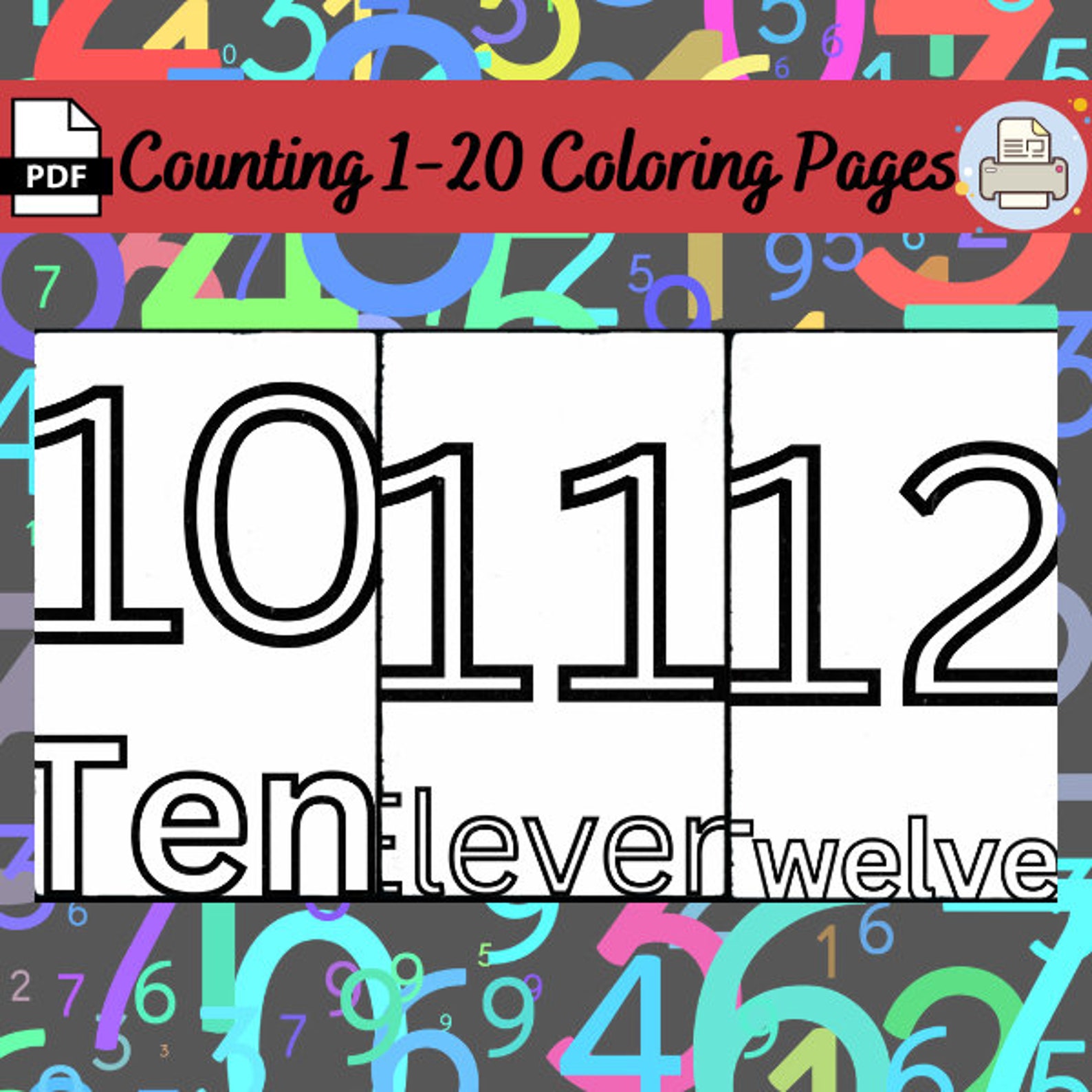 Number Coloring Pages, Counting 1-20, Preschool, Kindergarten ...