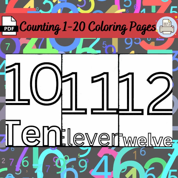 Number Coloring Pages, Counting 1-20, Preschool, Kindergarten ...