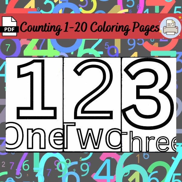 Number Coloring Pages, Counting 1-20, Preschool, Kindergarten ...