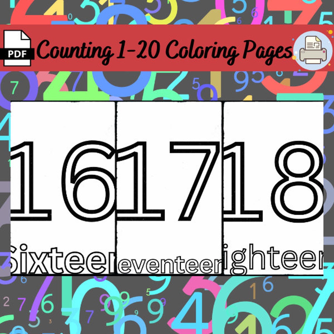 Number Coloring Pages, Counting 1-20, Preschool, Kindergarten ...