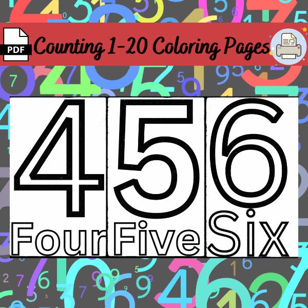 Number Coloring Pages: Counting 1-20 Printable (PDF) - Etsy