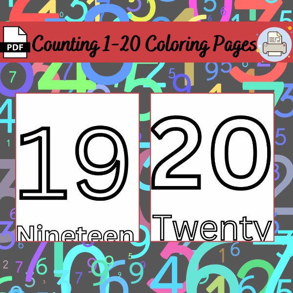Number Coloring Pages, Counting 1-20, Preschool, Kindergarten ...