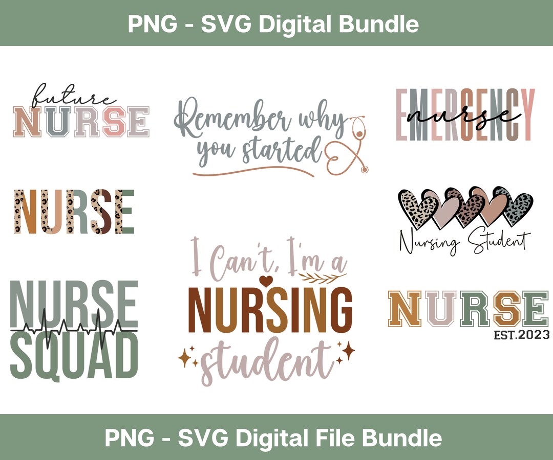 Nurse Bundle SVG Nursing Student PNG Instant Download Cricut Cut Files ...