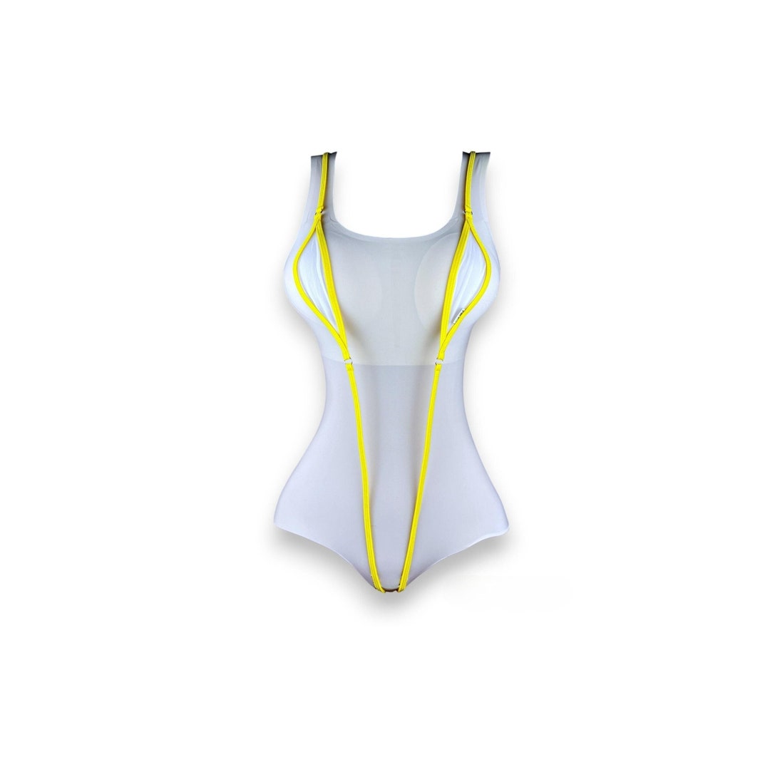 1020-7S * Bold Spandex & Mesh Thong Bodysuit for Women – Minimalist ...