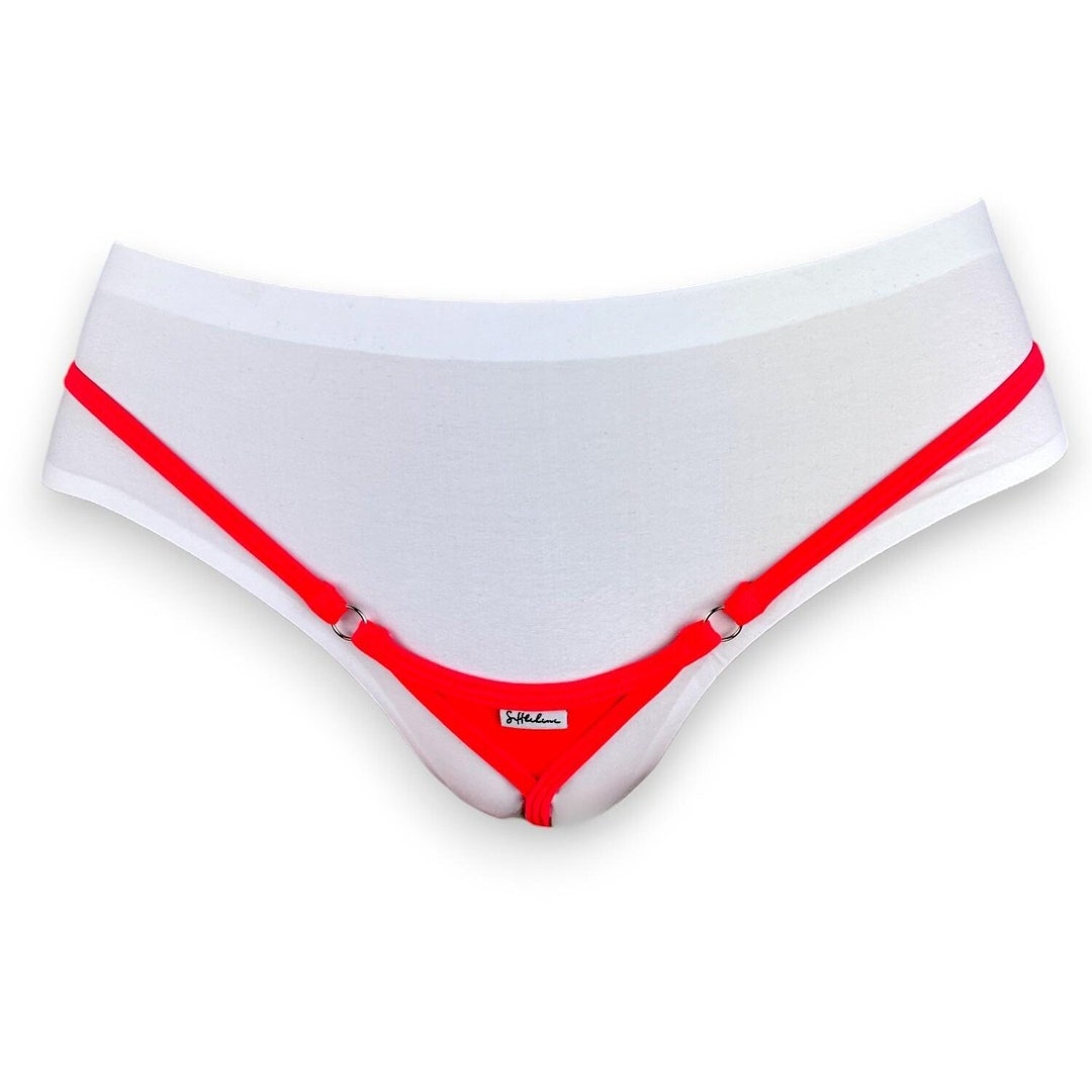 1013-7 Minimalist Fluorescent Red String Thong for Women Sexy Lycra ...