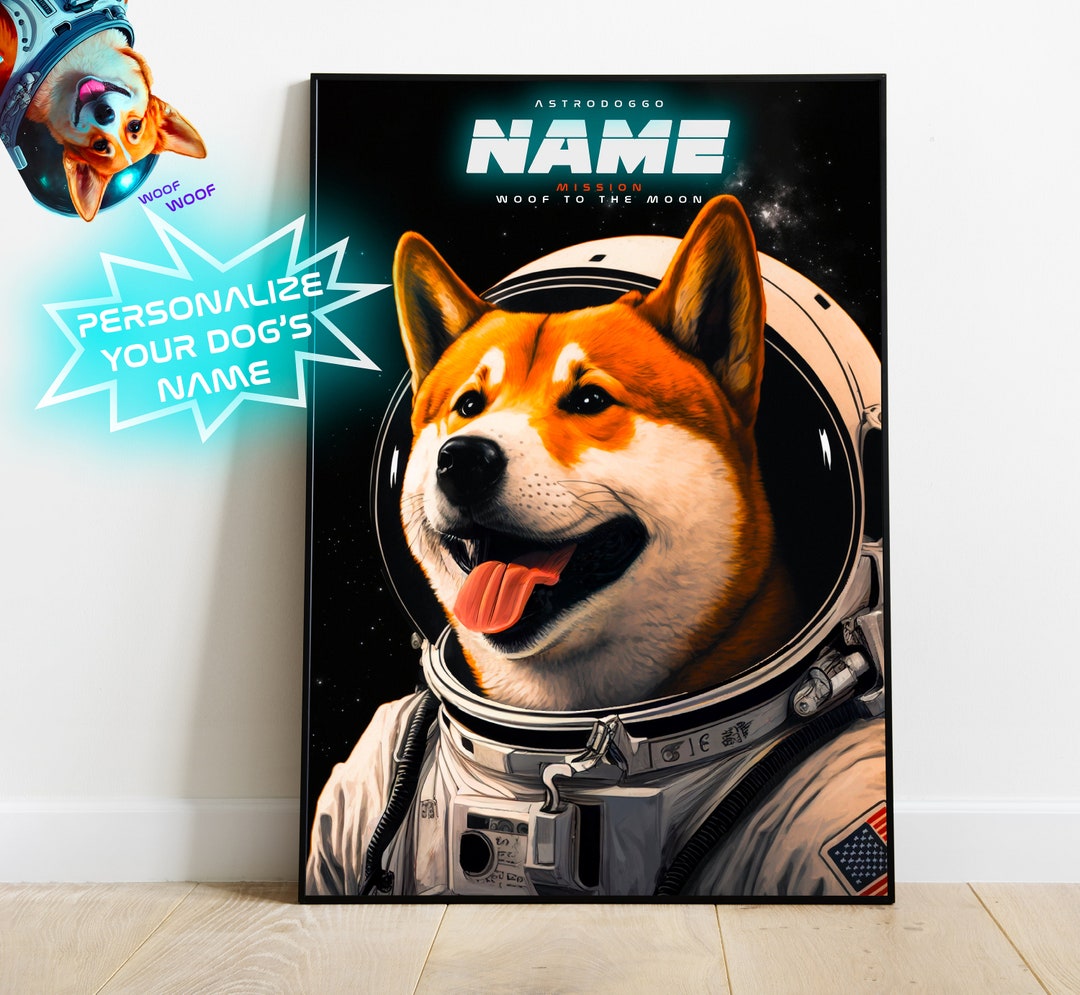 Akita Inu Astronaut Dog Portrait Personalized Astro Dog Digital ...