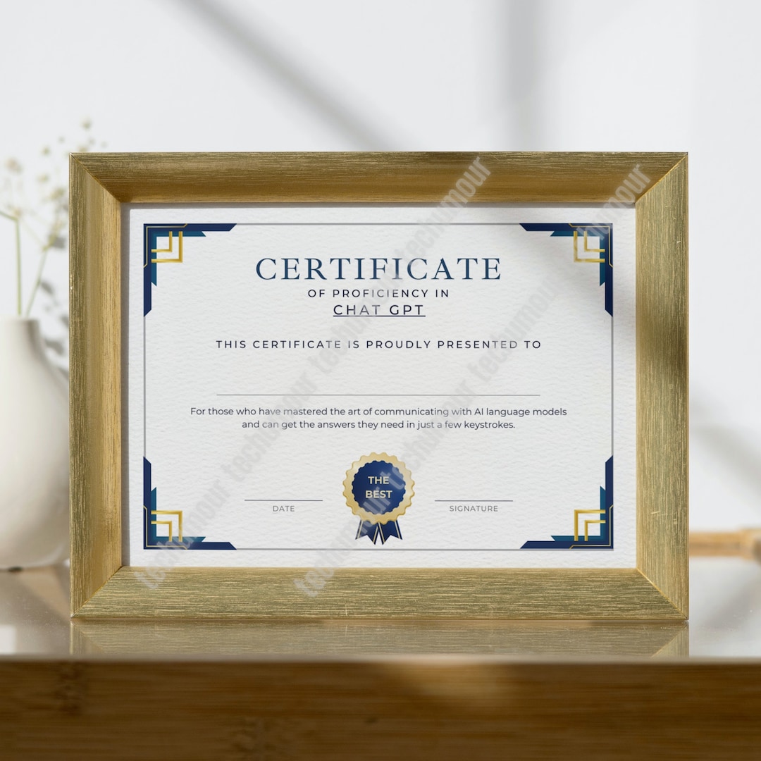 Funny Chat GPT Expert Certificate for Coworker Gift for IT Support ...