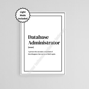 Funny Database Admin Poster, Printable Developer Gift, SQL, Data ...