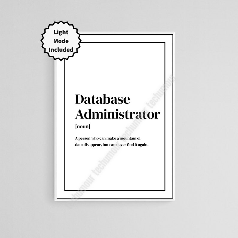 Funny Database Admin Poster, Printable Developer Gift, SQL, Data Engineer, Coworker Leaving Gift ...