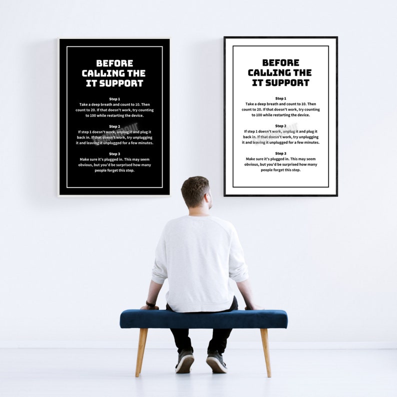 Funny IT Support Printable Poster, Tech Support Sign, Technical Support ...
