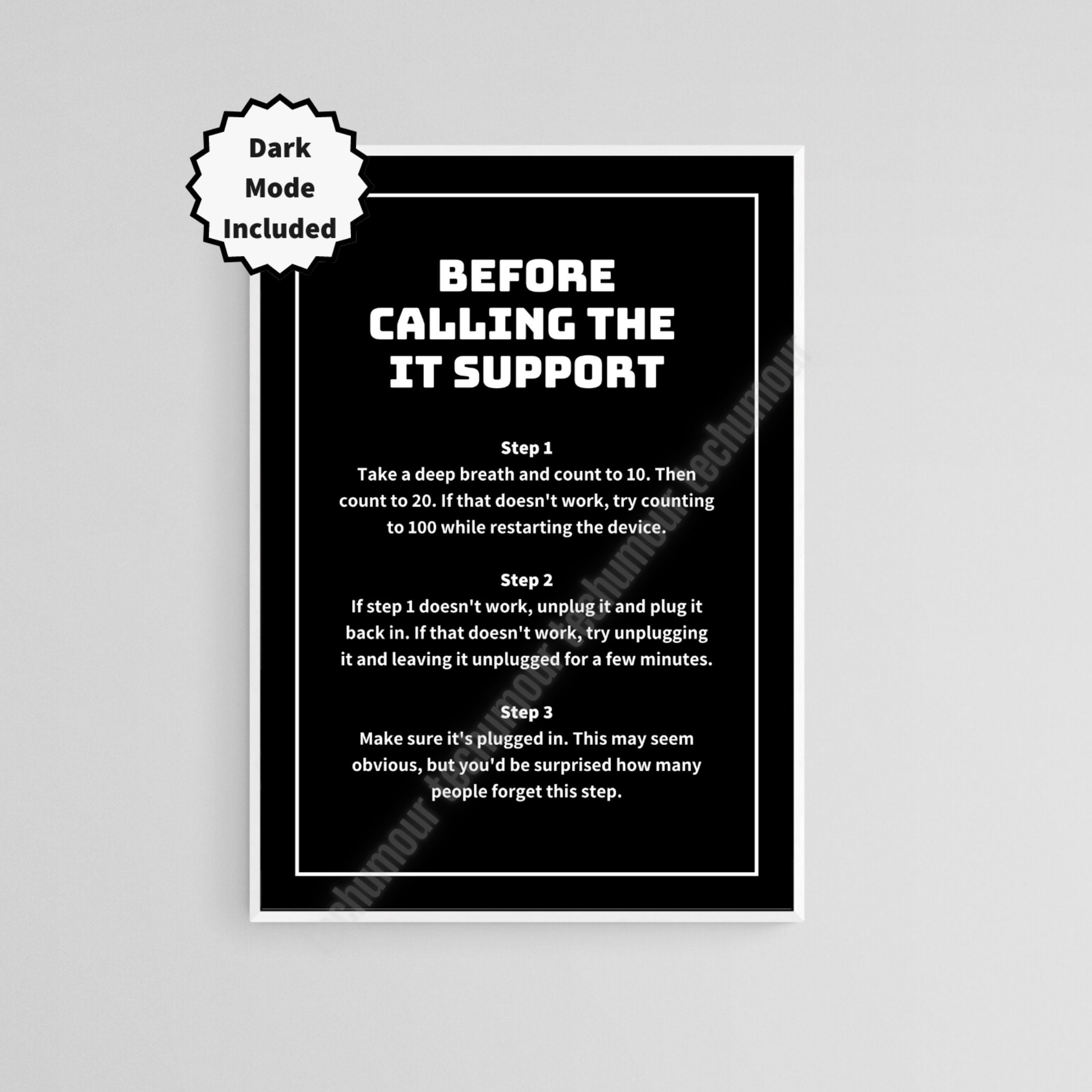 Funny IT Support Printable Poster, Tech Support Sign, Technical Support ...