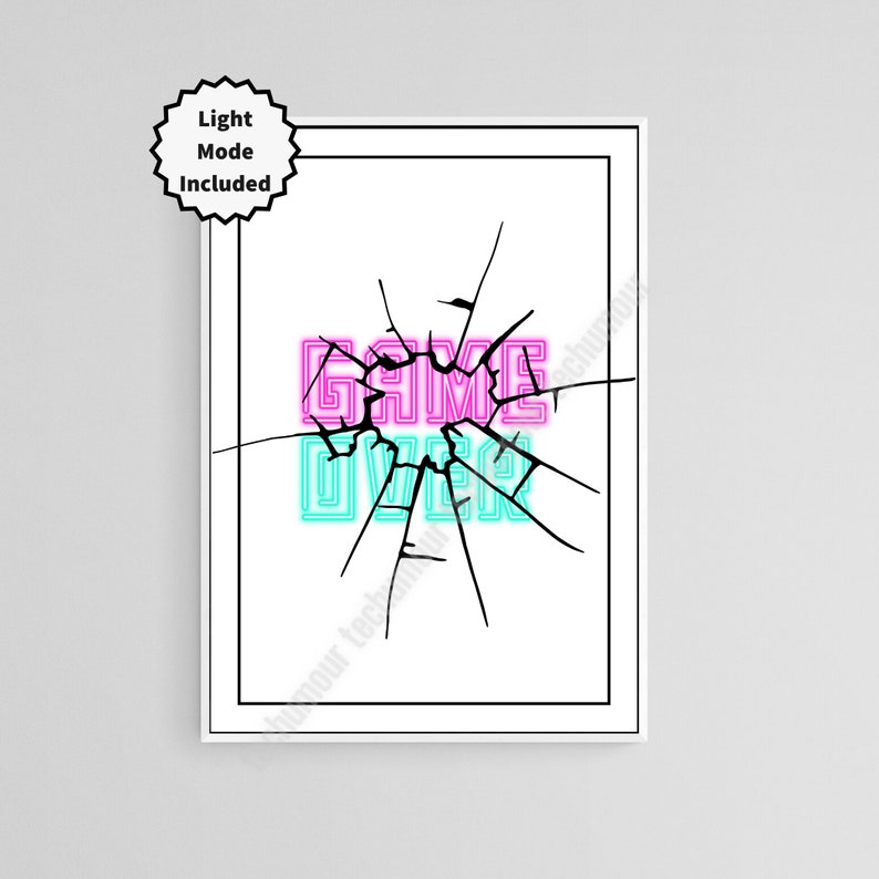Game Over Poster Gift for Gamer Wall Art for Gaming Room Playstation ...