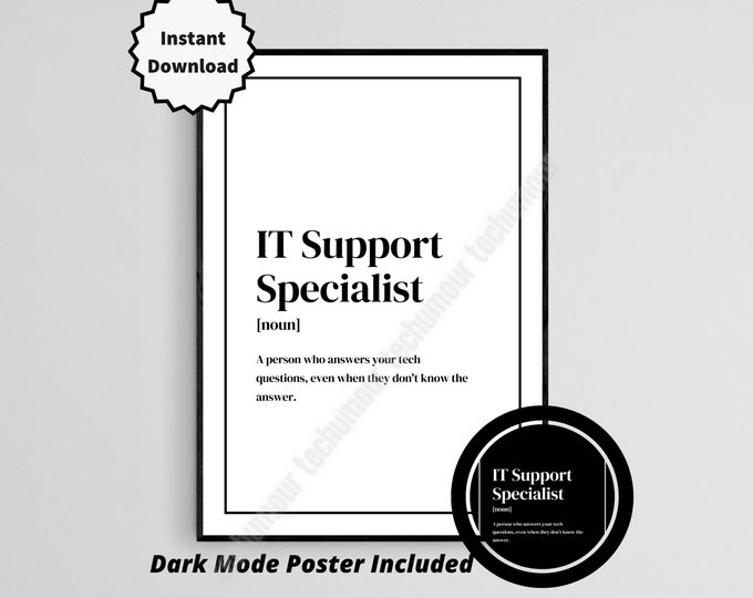 Tech Support Definition Print, Dictionary Poster, Quote Wall Art, Tech Art, Tech Support Team ...