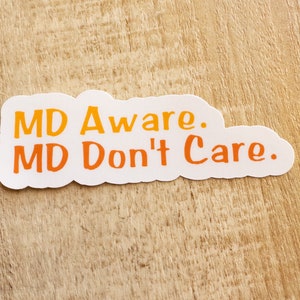 MD Aware Sticker, Funny Doctor Decal, Health Care Humor, Snarky ...
