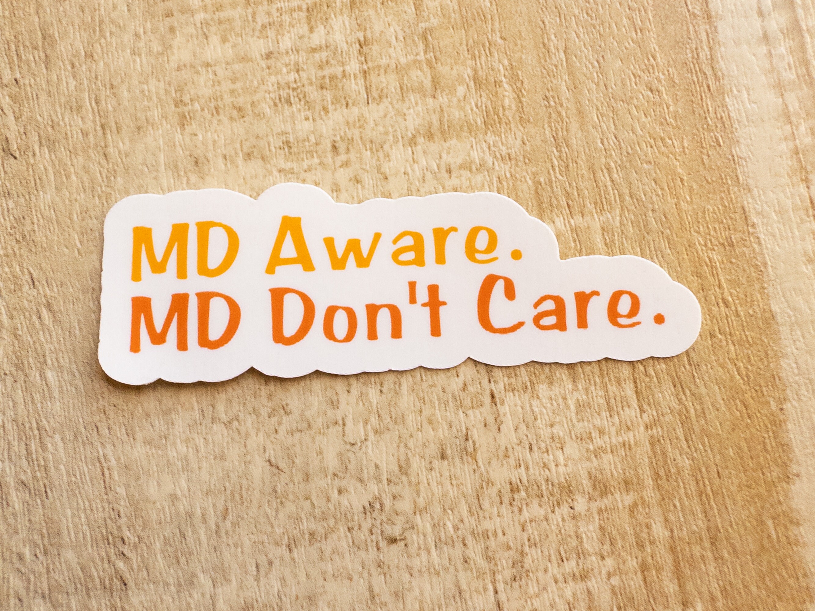 MD Aware Sticker, Funny Doctor Decal, Health Care Humor, Snarky ...