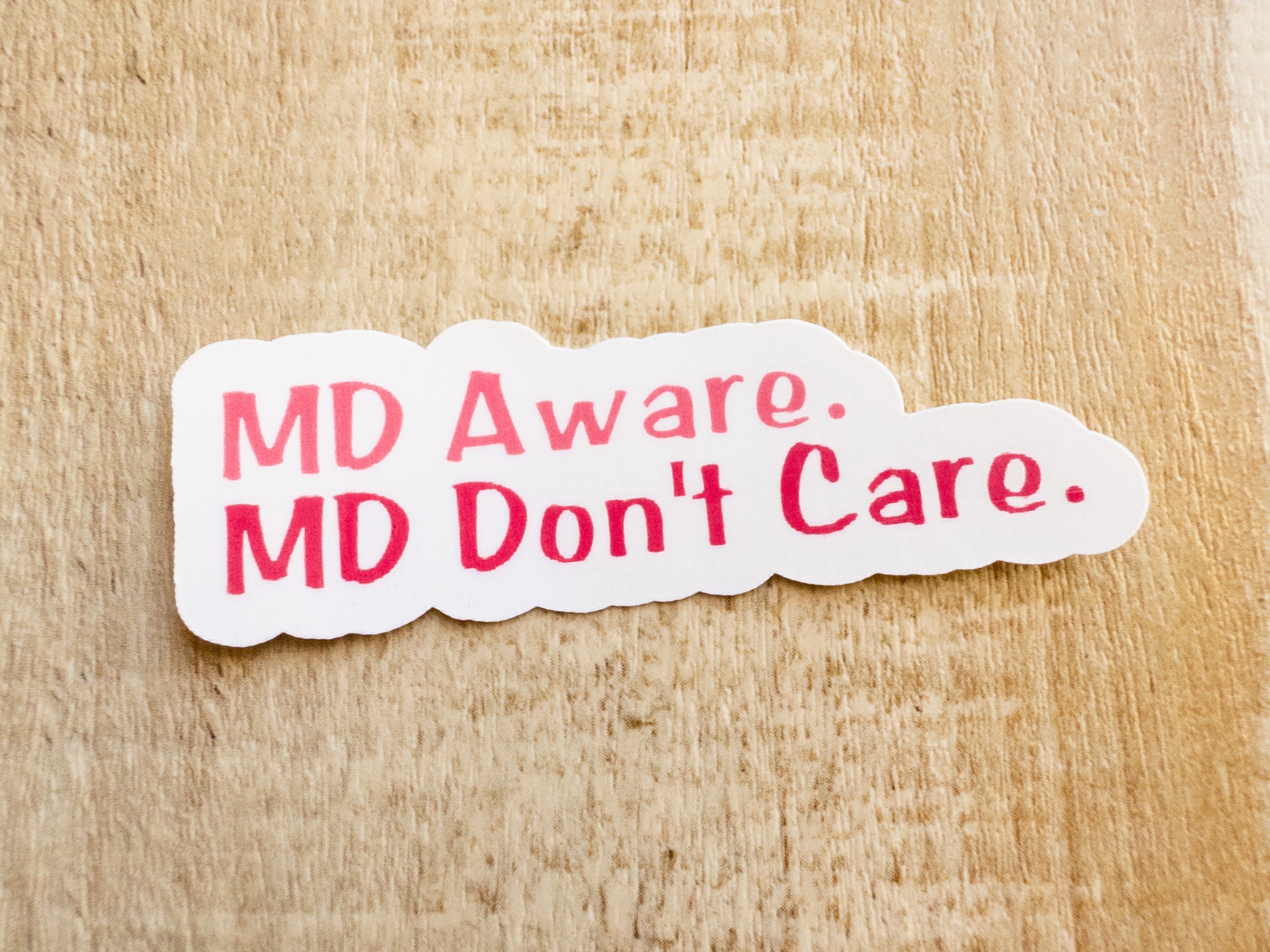 MD Aware Sticker, Funny Doctor Decal, Health Care Humor, Snarky ...