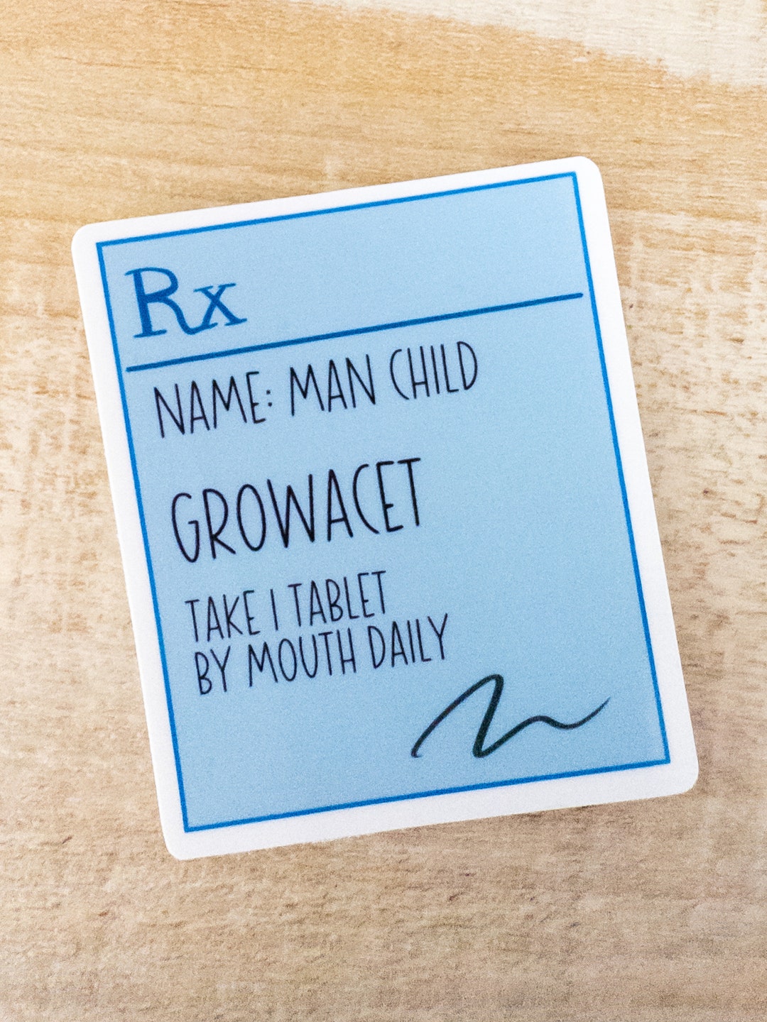 Funny Prescription Sticker, Joke Rx Decal, Grow a Pair Man Child, Gift ...
