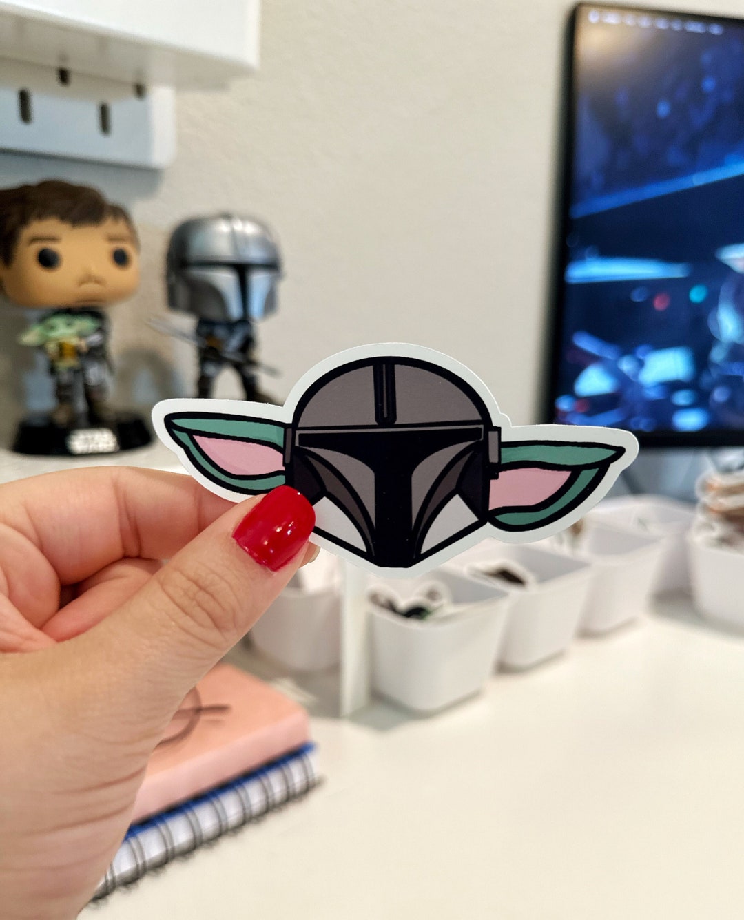 Grogu as Mando Sticker - the Mandalorian, Star Wars, Mandalorian, Baby ...