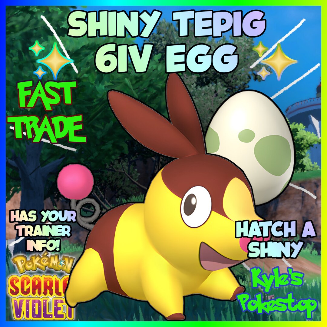 6IV Shiny Tepig EGG // Pokemon Scarlet and Violet // Fast Trade // SV ...