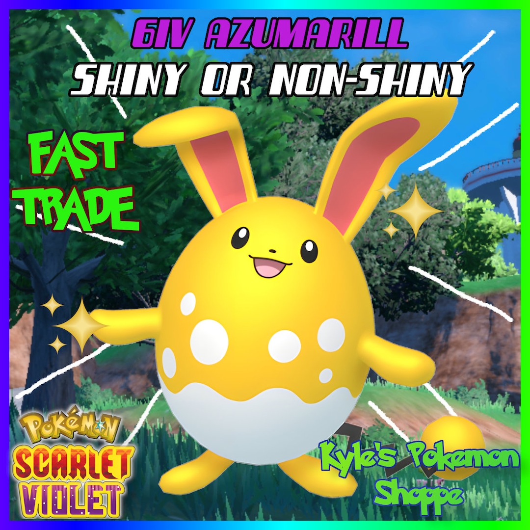 6IV Shiny Azumarill Battle Ready EV'D Fast Trade Pokemon Scarlet and ...