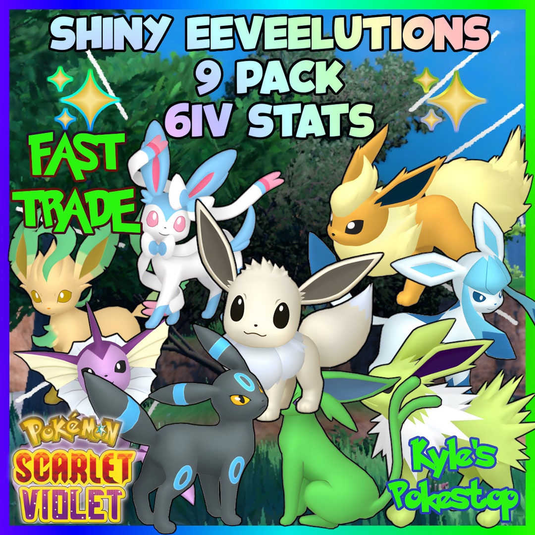6IV Shiny Eevee Lutions 9 Pack // Pokemon Scarlet and Violet // Lv100 // Fast Trade // SV ...