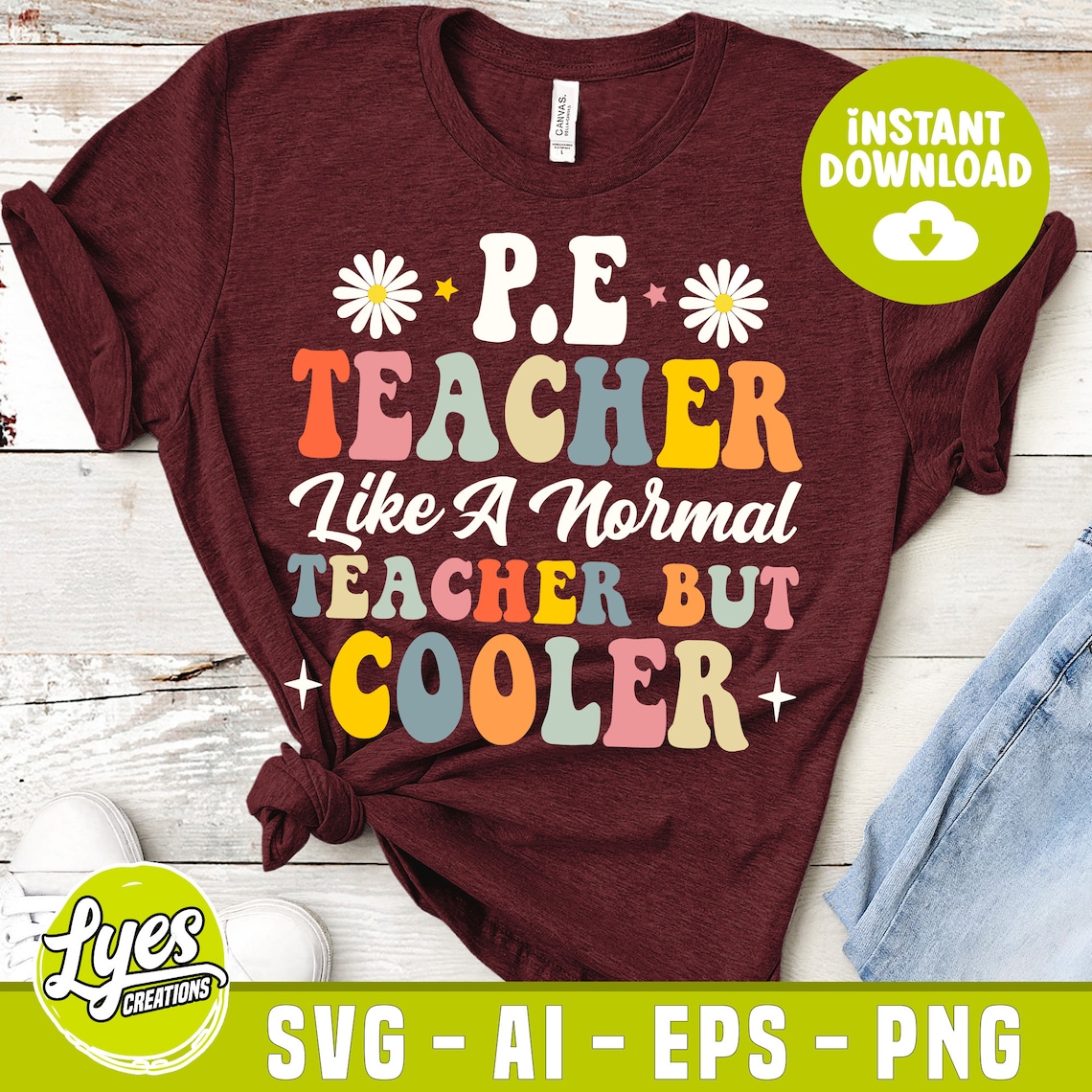 PE Teacher Like A Normal Teacher but Cooler SVG, Funny PE Teacher, P.E ...